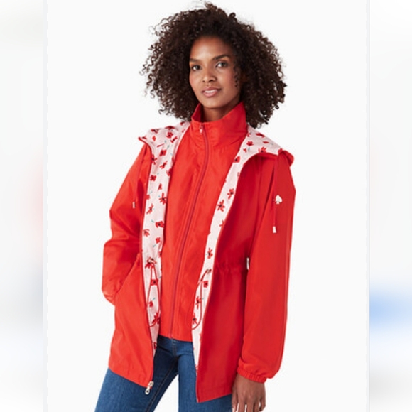 kate spade | Jackets & Coats | Kate Spade Anorak Packable Coat Red Rain ...